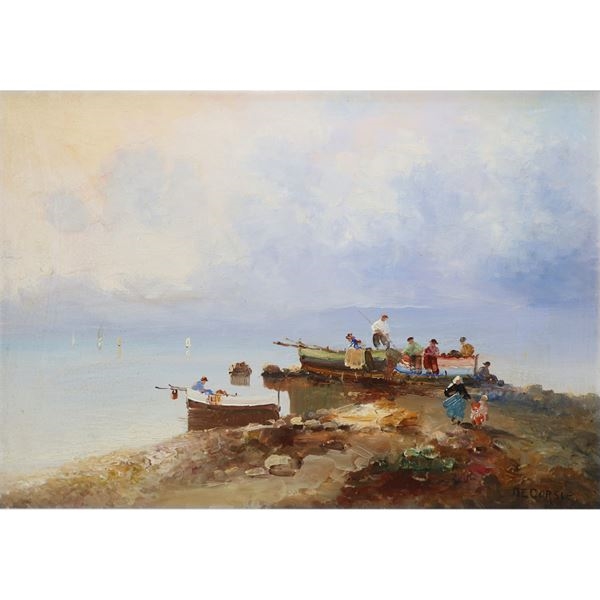 Nicola de Corsi | Marina with boats | MutualArt