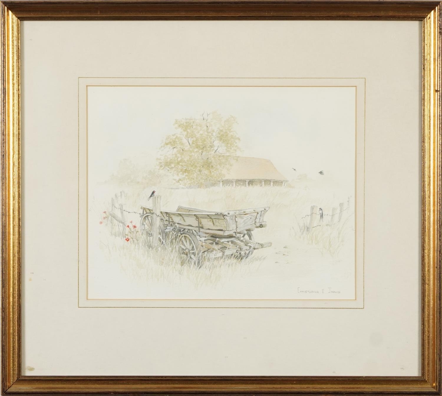 Christopher Jarvis | Workhorse and cart before farm building | MutualArt