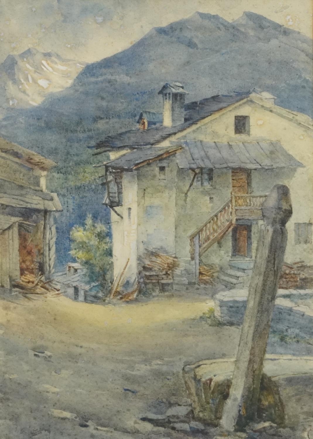 George Ward | Continental village with mountains (19th Century) | MutualArt