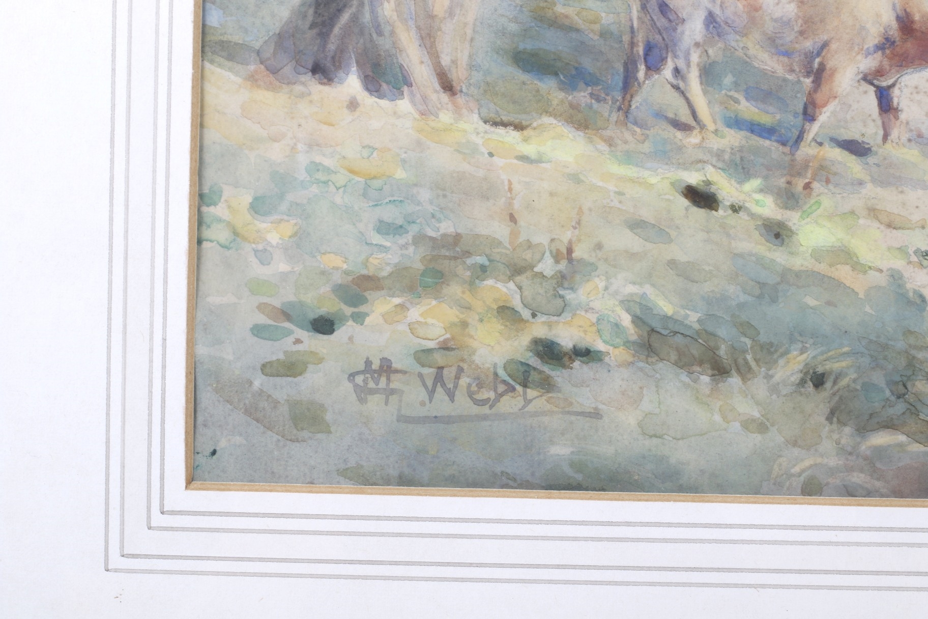 M. G. Webb | cows drinking at a river | MutualArt