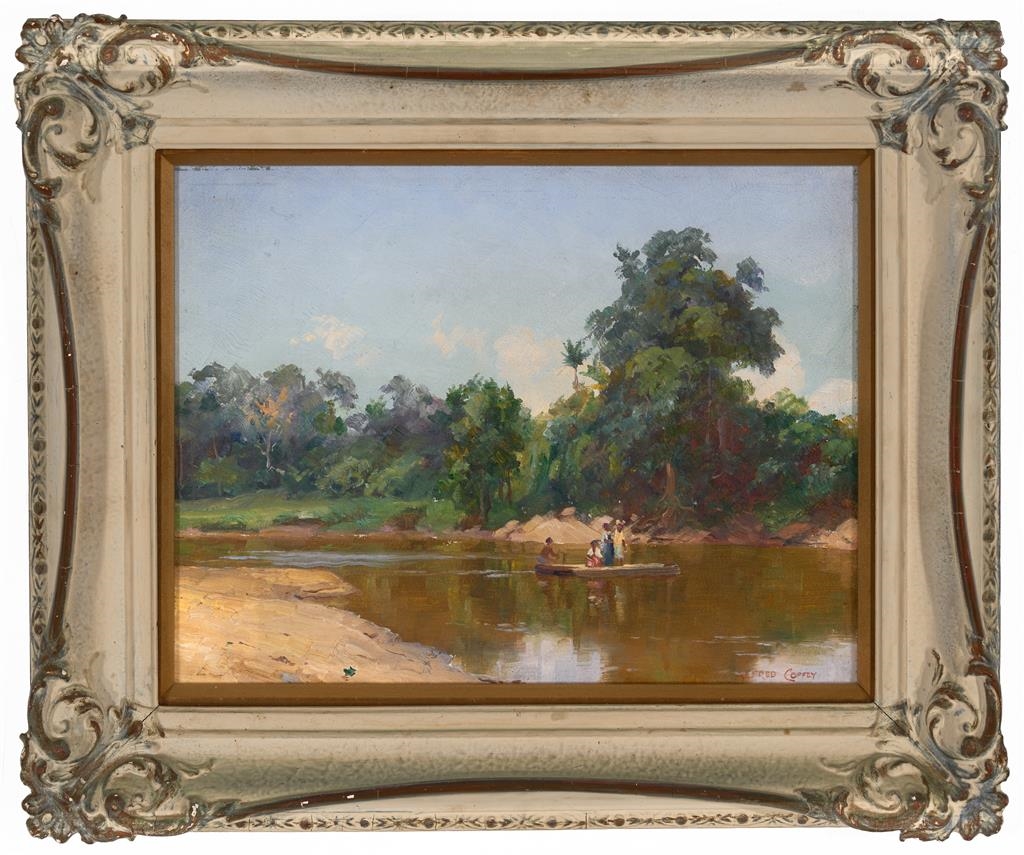 Alfred Coffey | Figures on River Barge | MutualArt