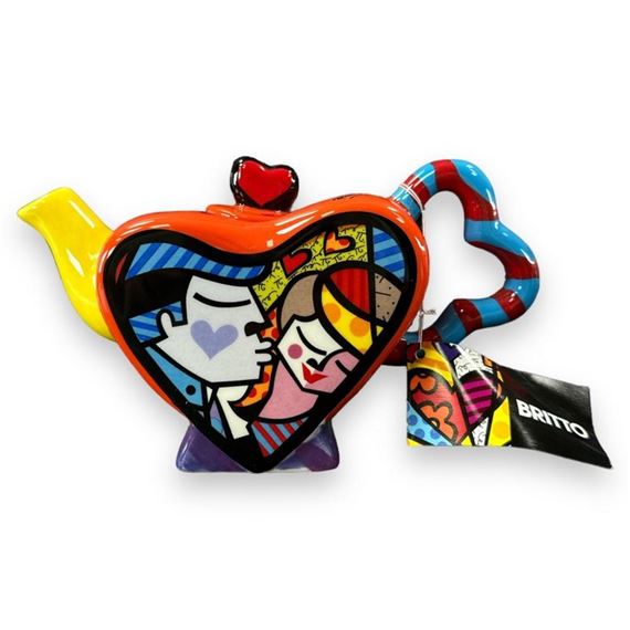 Romero Britto | 2 Romero Britto Mini Heart Ceramic Teapot In Boxes ...