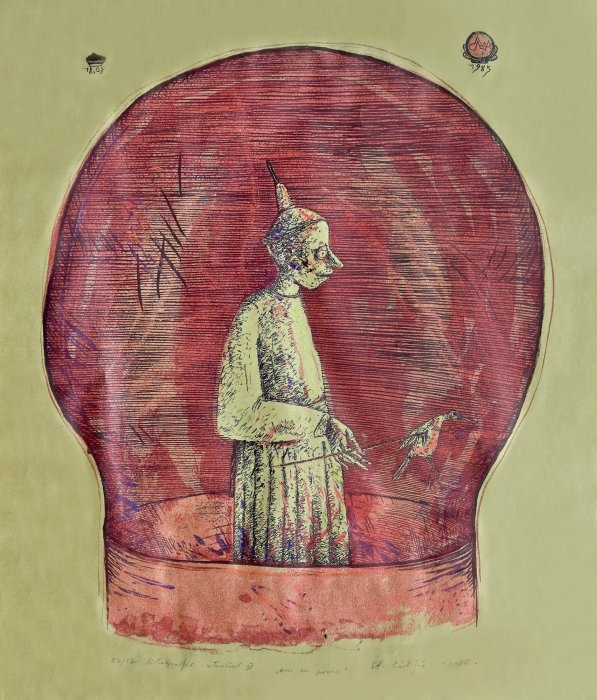 Stefan Caltia | Om cu pasăre (1985) | MutualArt