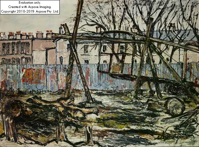 Noël Gibson | British 1928-2005 - London backyard; oil on board | MutualArt