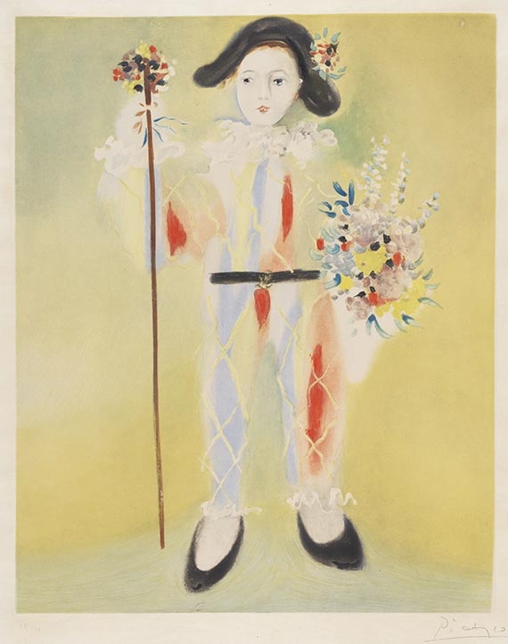 Pablo Picasso | Le petit pierrot aux fleurs (1923) | MutualArt