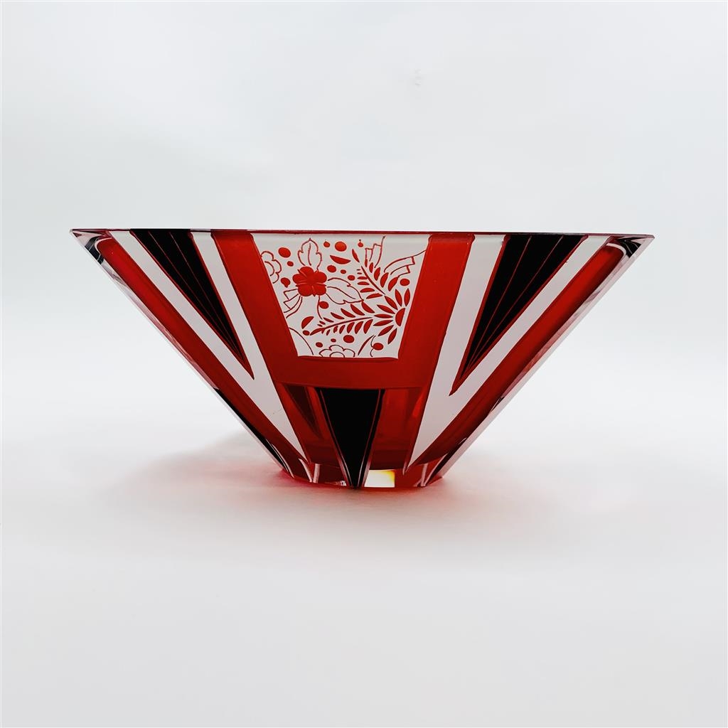 Karl Palda | black, white and ruby bowl | MutualArt