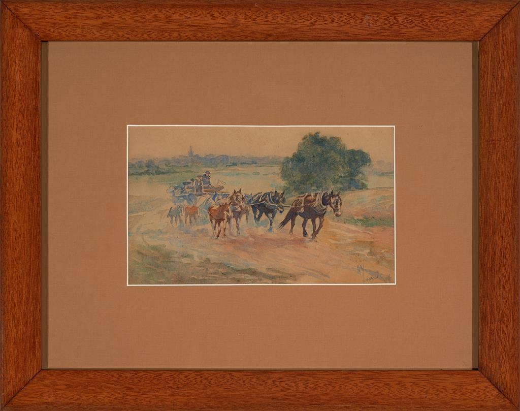 Hal Waugh | Horse Cart Roaring Pass the Countryside | MutualArt