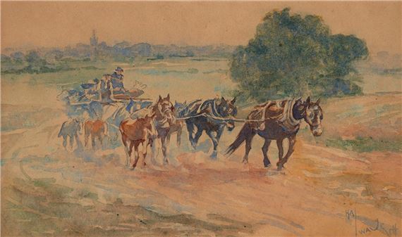 Hal Waugh | Horse Cart Roaring Pass the Countryside | MutualArt