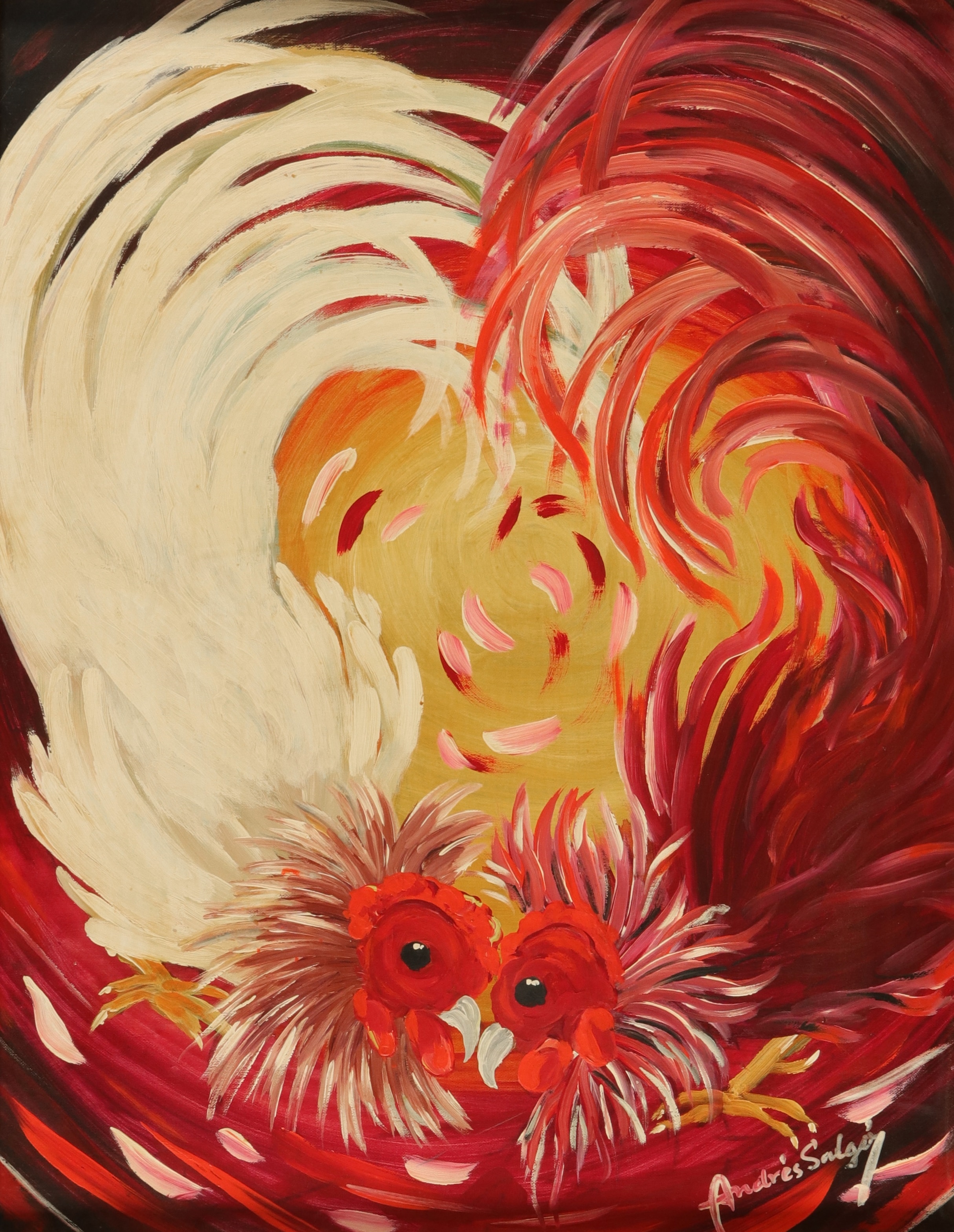 Andrés Salgo | Cockfight (1952) | MutualArt