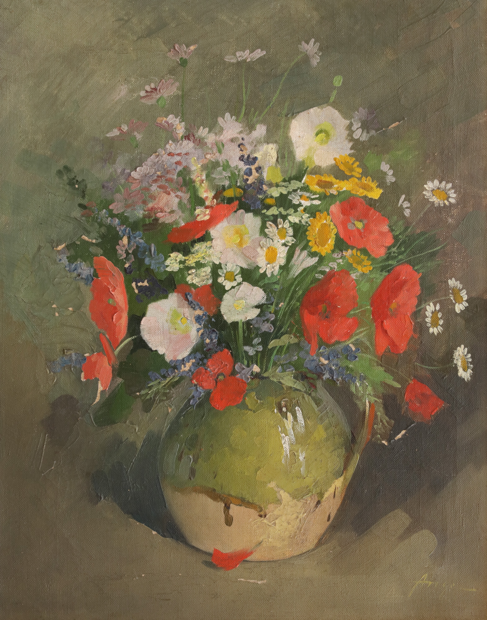 Nicolae Angelescu Ange | Pitcher with Poppies and Wildflowers | MutualArt