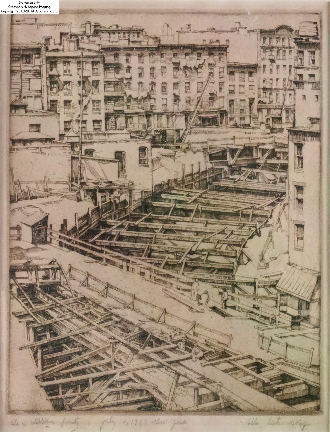 Abbo Ostrowsky | Bracing Subway Excavation, New York (1933) | MutualArt
