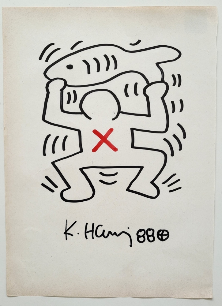 Keith Haring | Beautiful drawing by Keith Haring Drawn in red and black ...