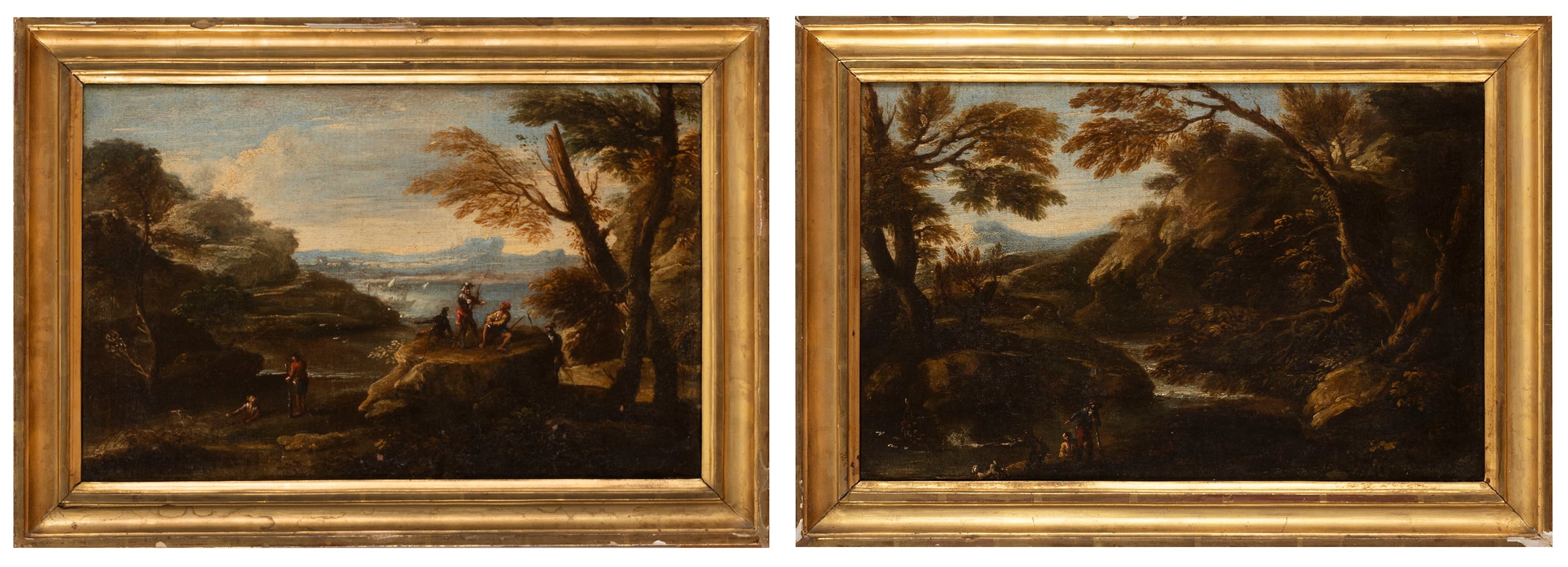 Neapolitan School, 17th Century | Two landscapes with figures | MutualArt