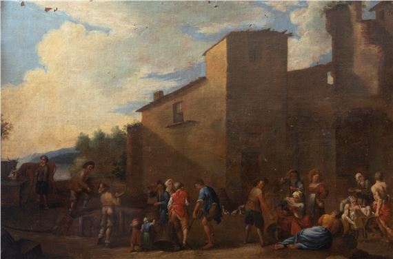 Italo-Flemish School, 17th Century | Scene of popular outdoor life at a ...