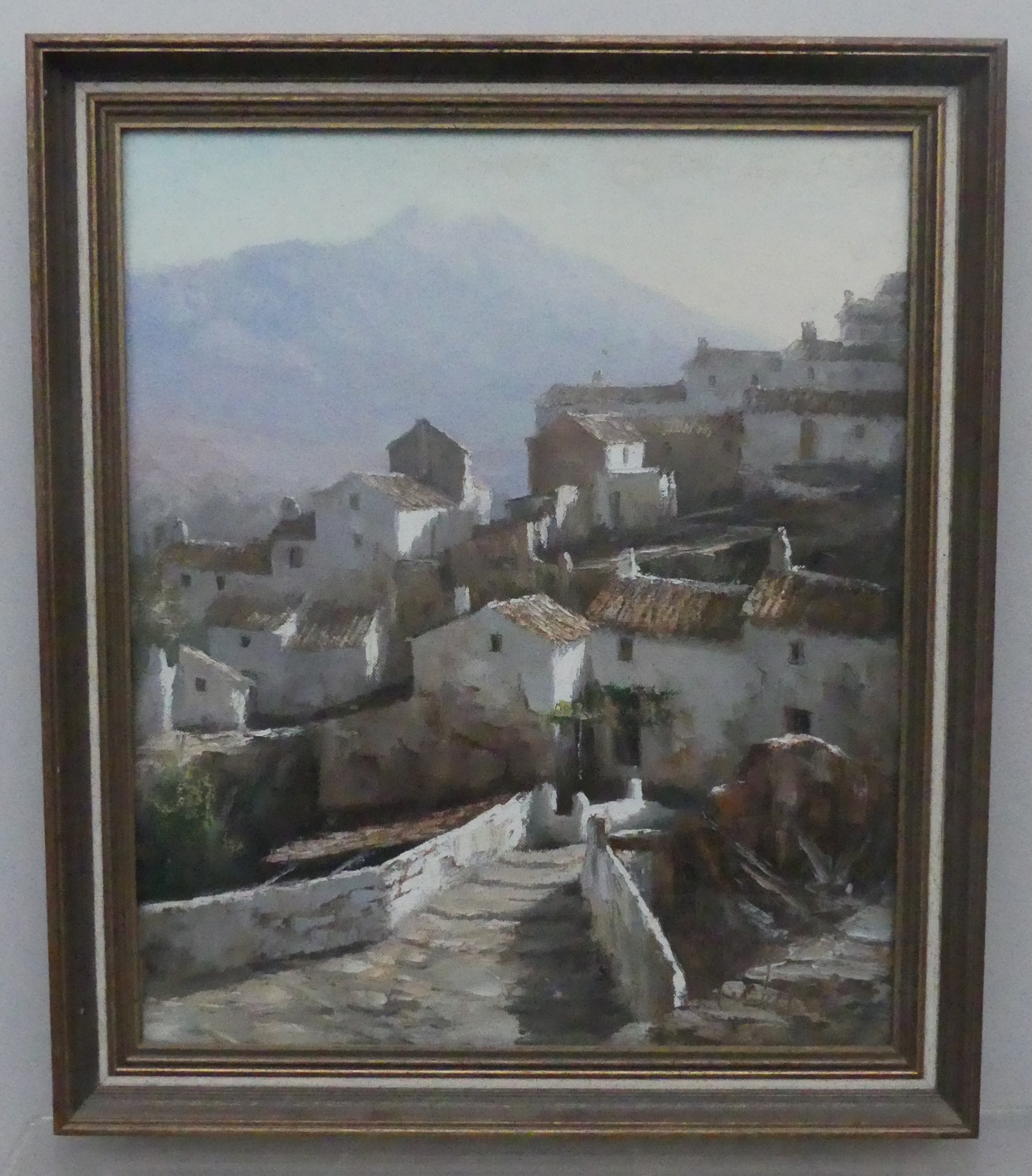 Manuel Cuberos | A landscape scene depicting a Spanish town with ...
