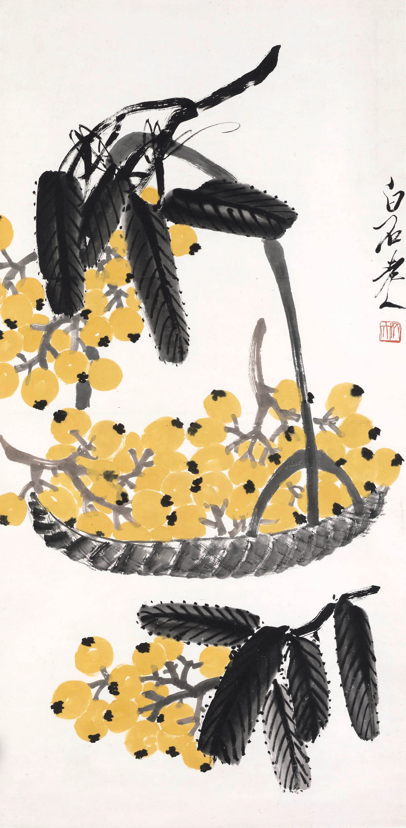 Qi Baishi | Loquats in a Basket | MutualArt