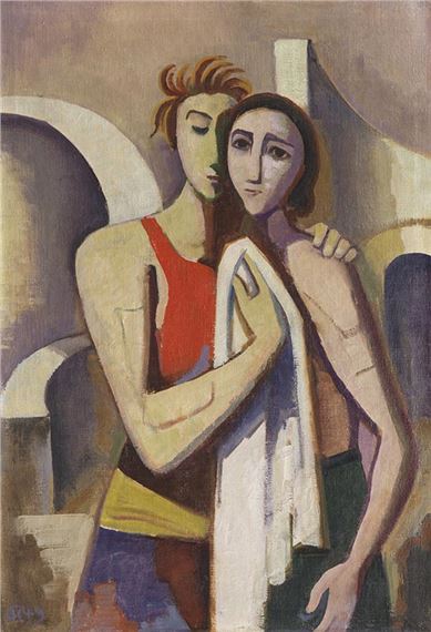 Karl Hofer | Mädchen vor Architektur (Circa 1940s) | MutualArt