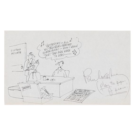 Paul McCartney | An Original Peter Shea Cartoon Signed And Inscribed By ...