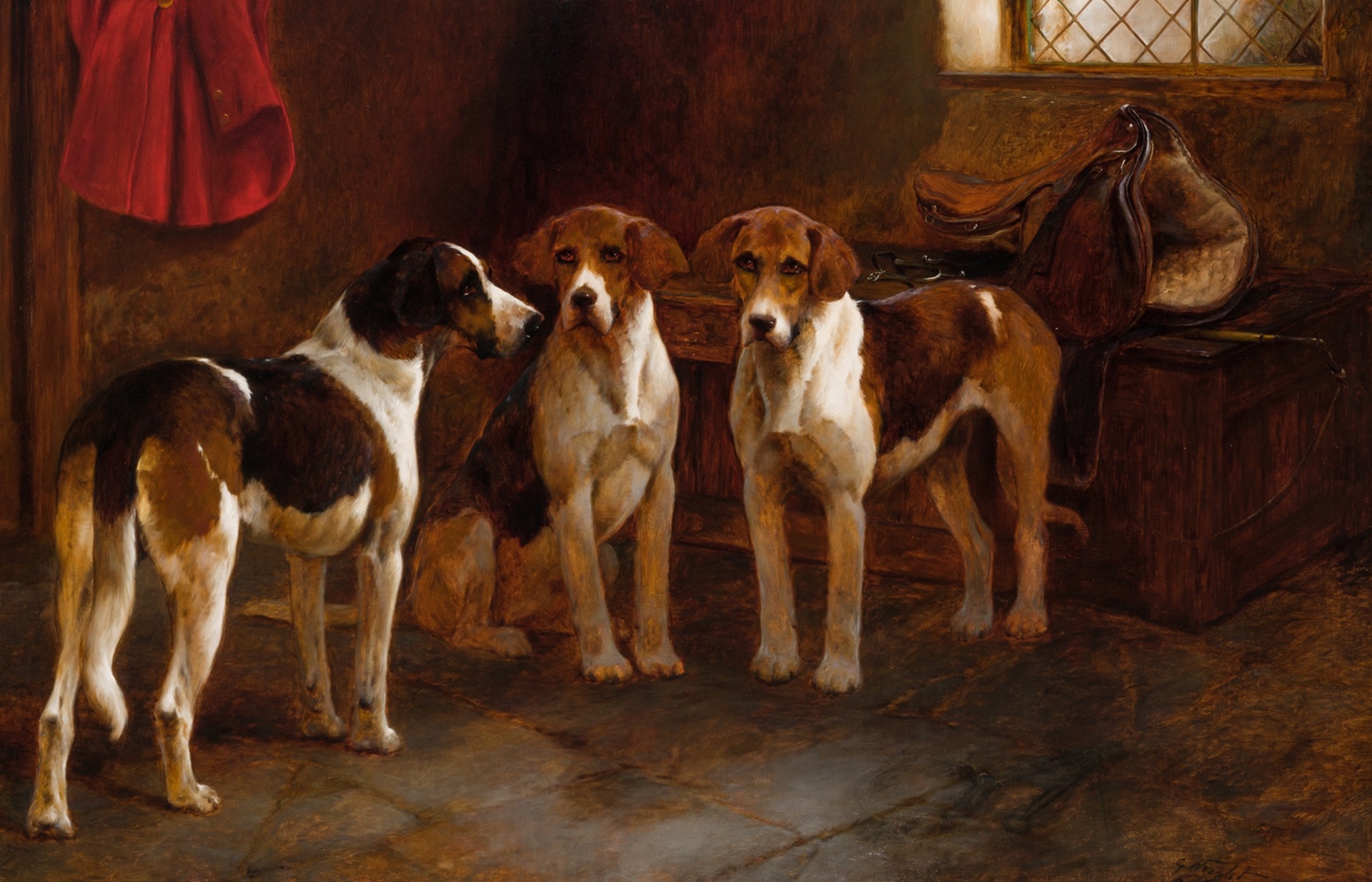 George Wright | HOUNDS IN A KENNEL | MutualArt