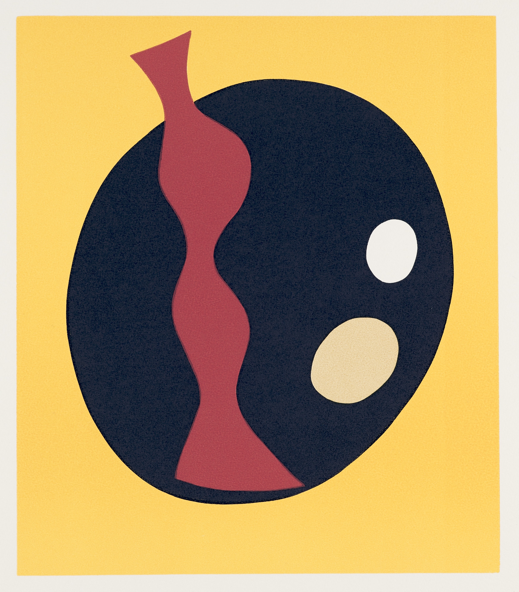 Jean Arp | Untitled - (Gelbe, schwarze und rote Tonfläche mit Creme und ...