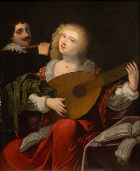 Dutch School, 17th Century | La joueuse de luth, une partition près d ...
