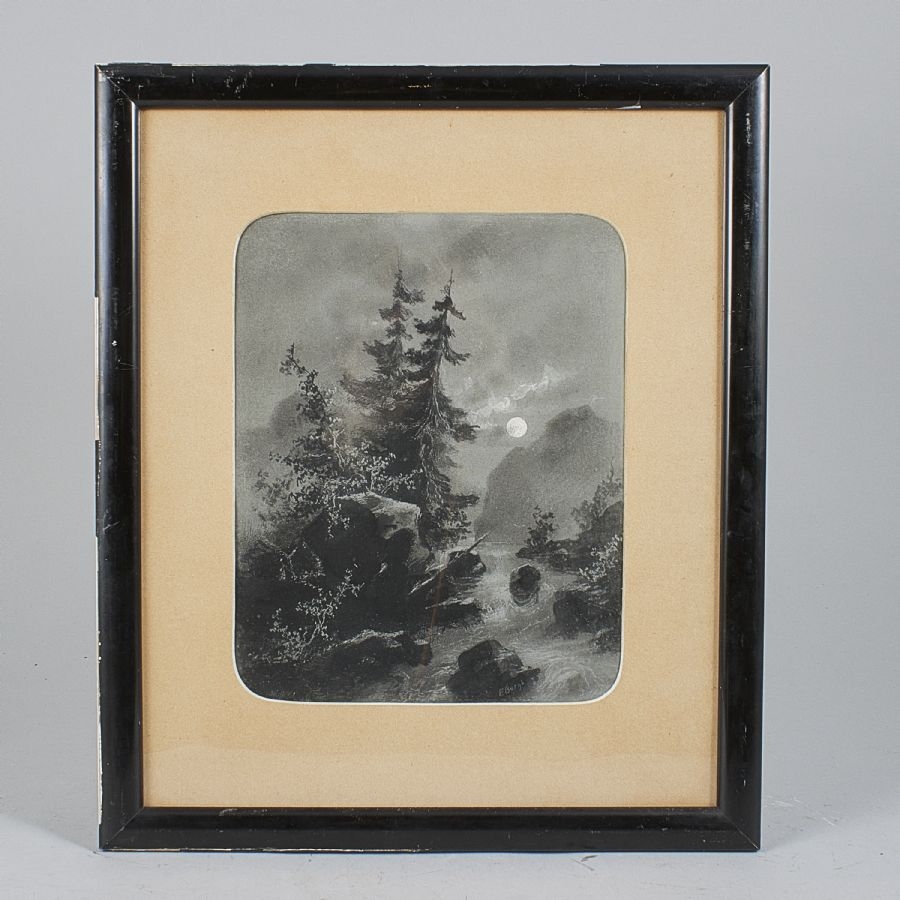 Edvard Bergh | Riverlandscape with figures (1858) | MutualArt