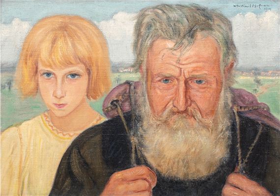 Vlastimil Hoffman | Starzec z dziewczynką, 1919 r. | MutualArt