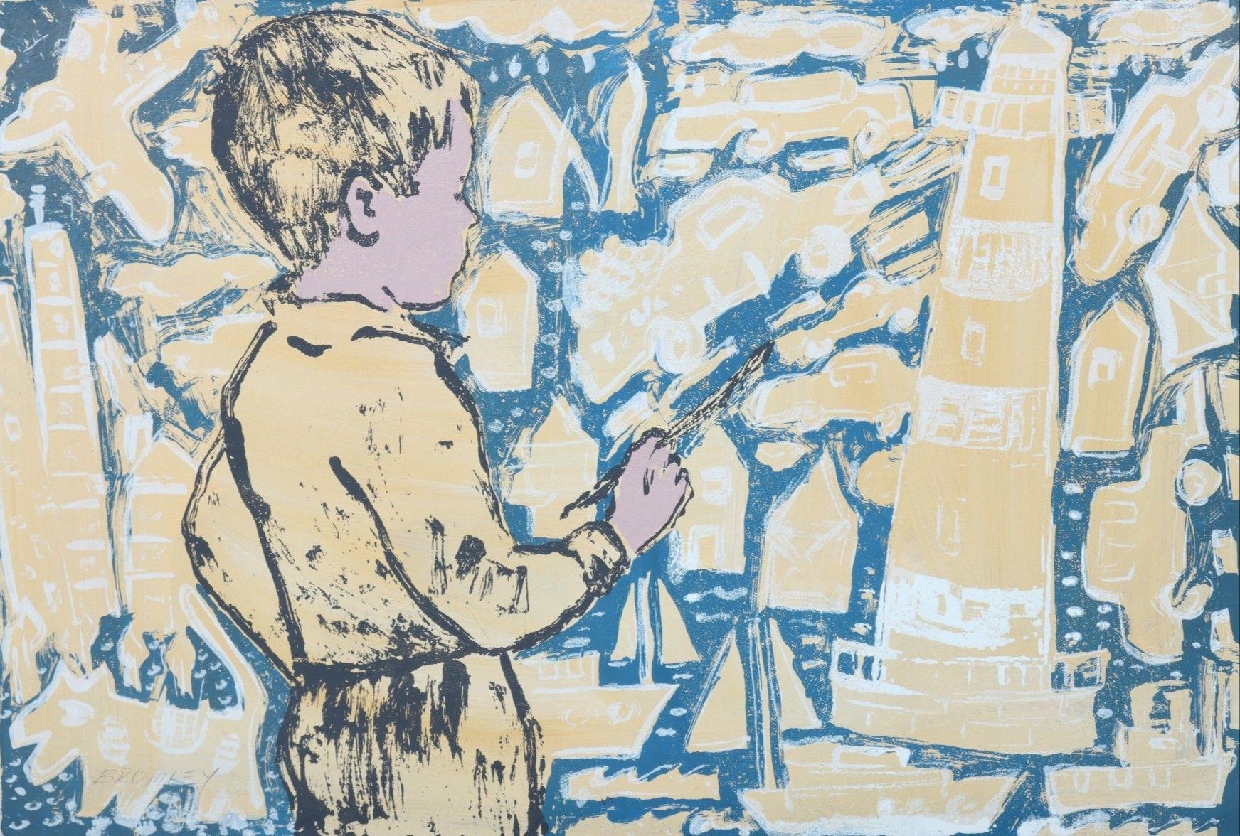 David Bromley | Boy Painting a Lighthouse | MutualArt