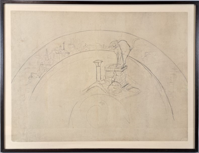 Henri Pille | Etude pour l’illustration de la couverture du Chat Noir ...