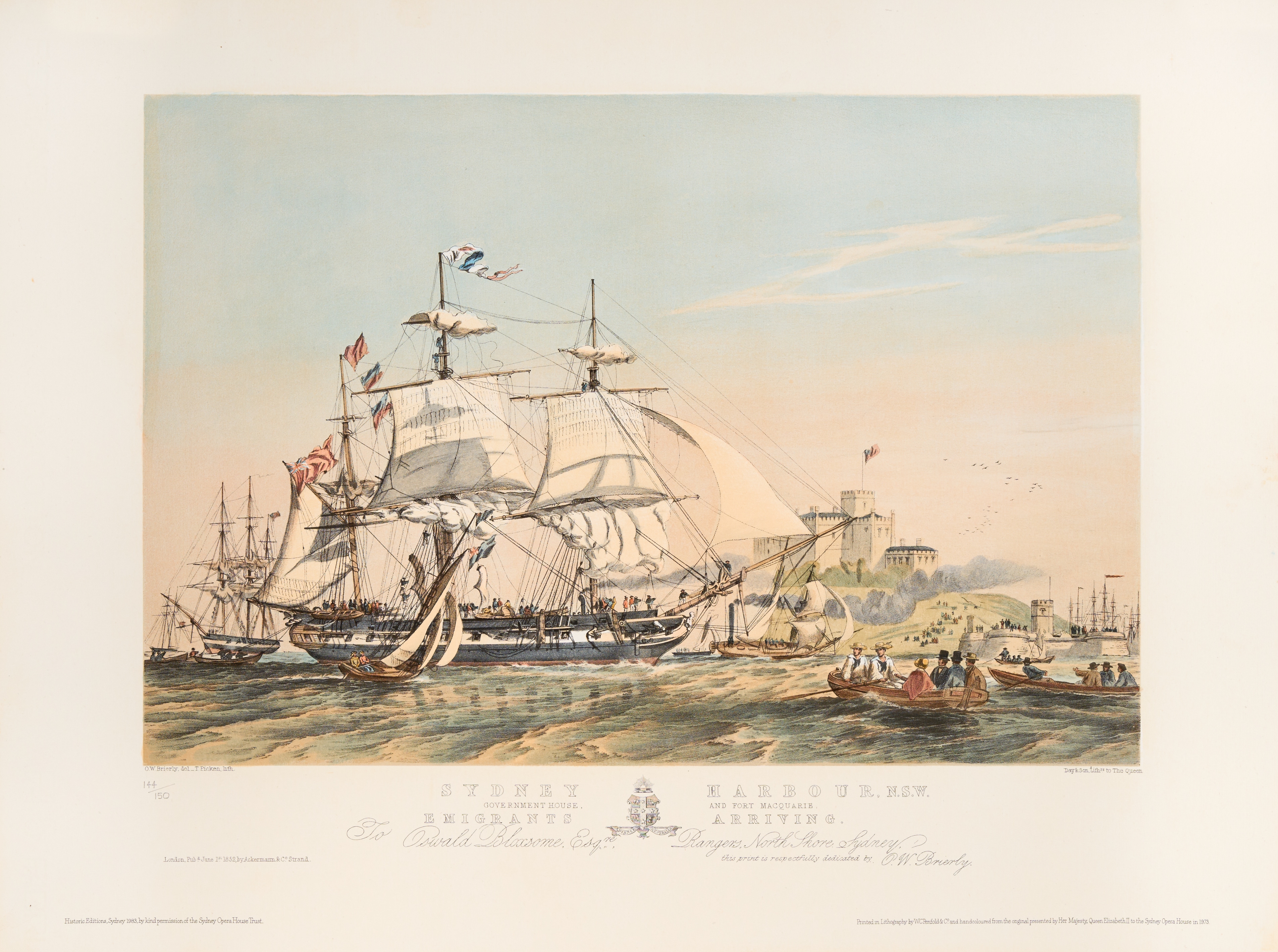 Oswald Walters Brierly | Emigrants Arriving in Sydney Harbour (1850 ...