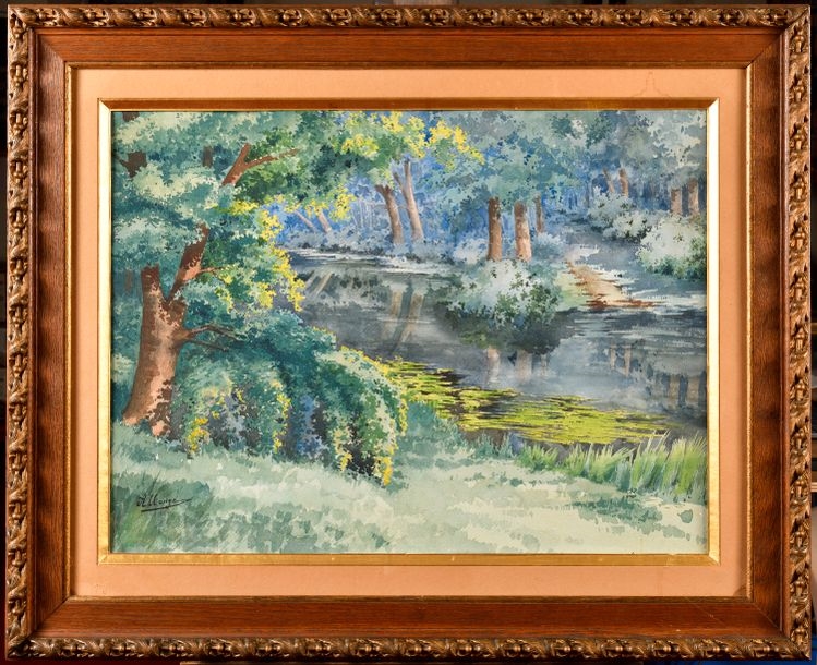 Auguste Allonge | Cour d'eau en forêt | MutualArt