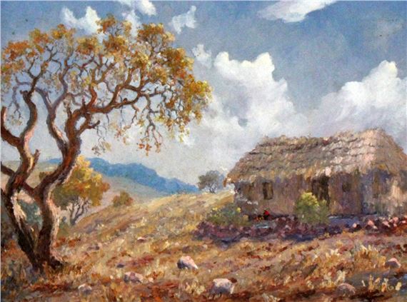 Ernest King | FIGURE INFRONT OF A DWELLING | MutualArt