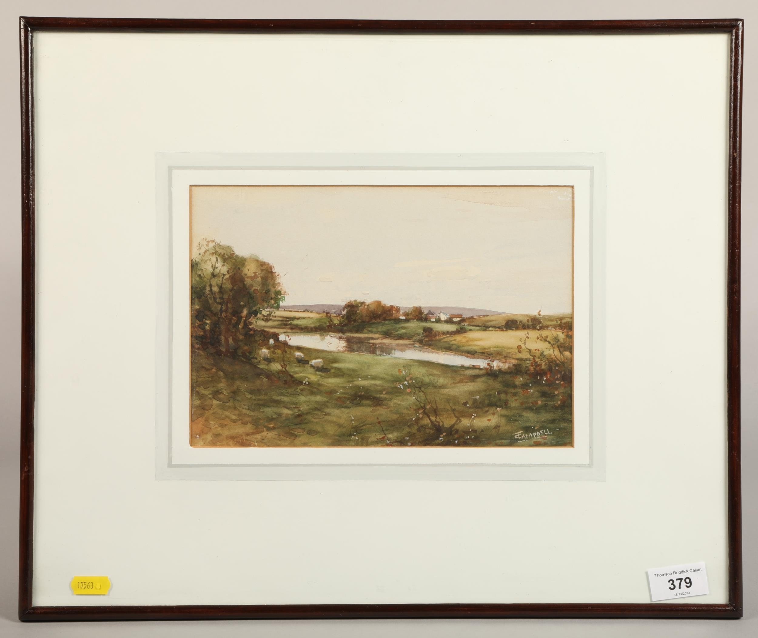 Tom Campbell | Tom Campbell framed watercolour country landscape ...