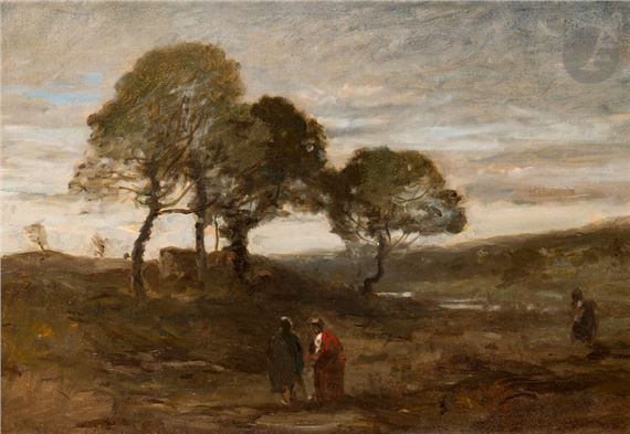 Jean Baptiste Camille Corot | Landscape with two figures | MutualArt
