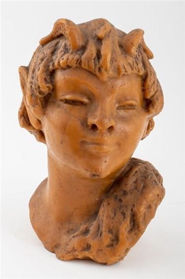 Paul Gaston Deprez | Paul Gaston Deprez Faun Bust Wax Sculpture | MutualArt