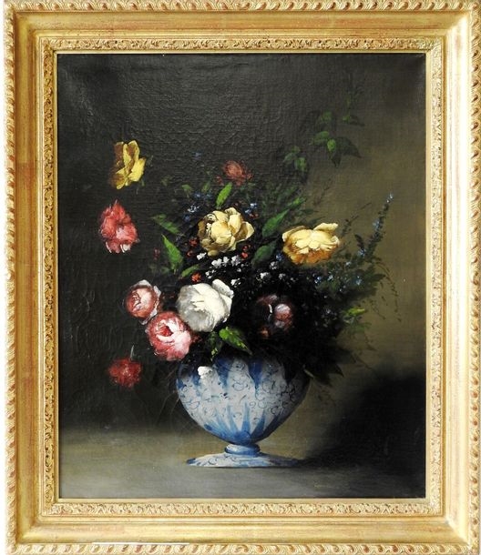 Germain Théodore Ribot | Nature morte à la composition florale au vase ...