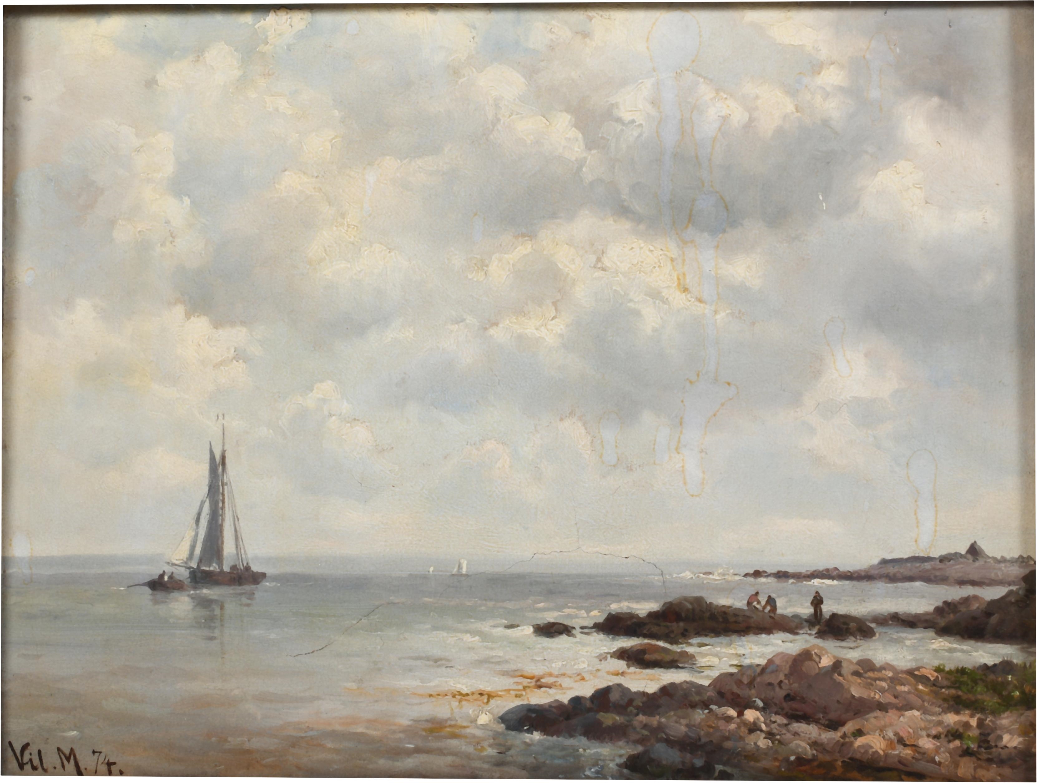 Vilhelm Melbye | COASTAL SCENE WITH SAILBOAT | MutualArt