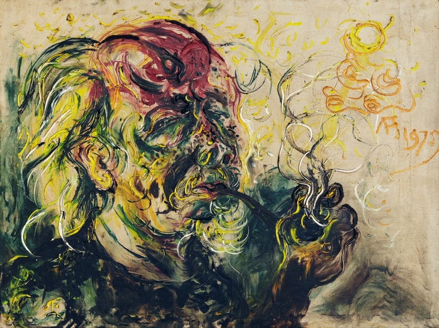 Affandi | Self Portrait with Pipe (1975) | MutualArt