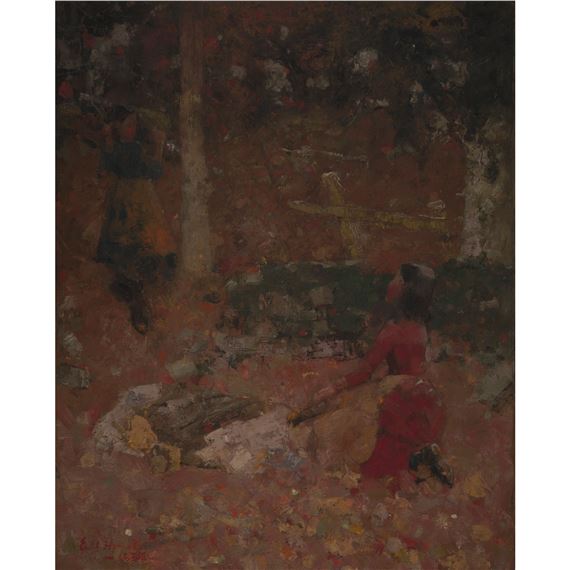 Edward Atkinson Hornel | COLLECTING FIREWOOD (1888) | MutualArt
