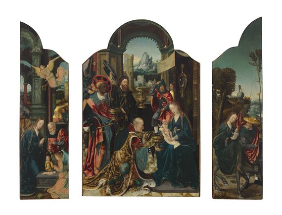 Jan Mertens the Younger | A Triptych: the central panel: The Adoration of the Magi; the left ...