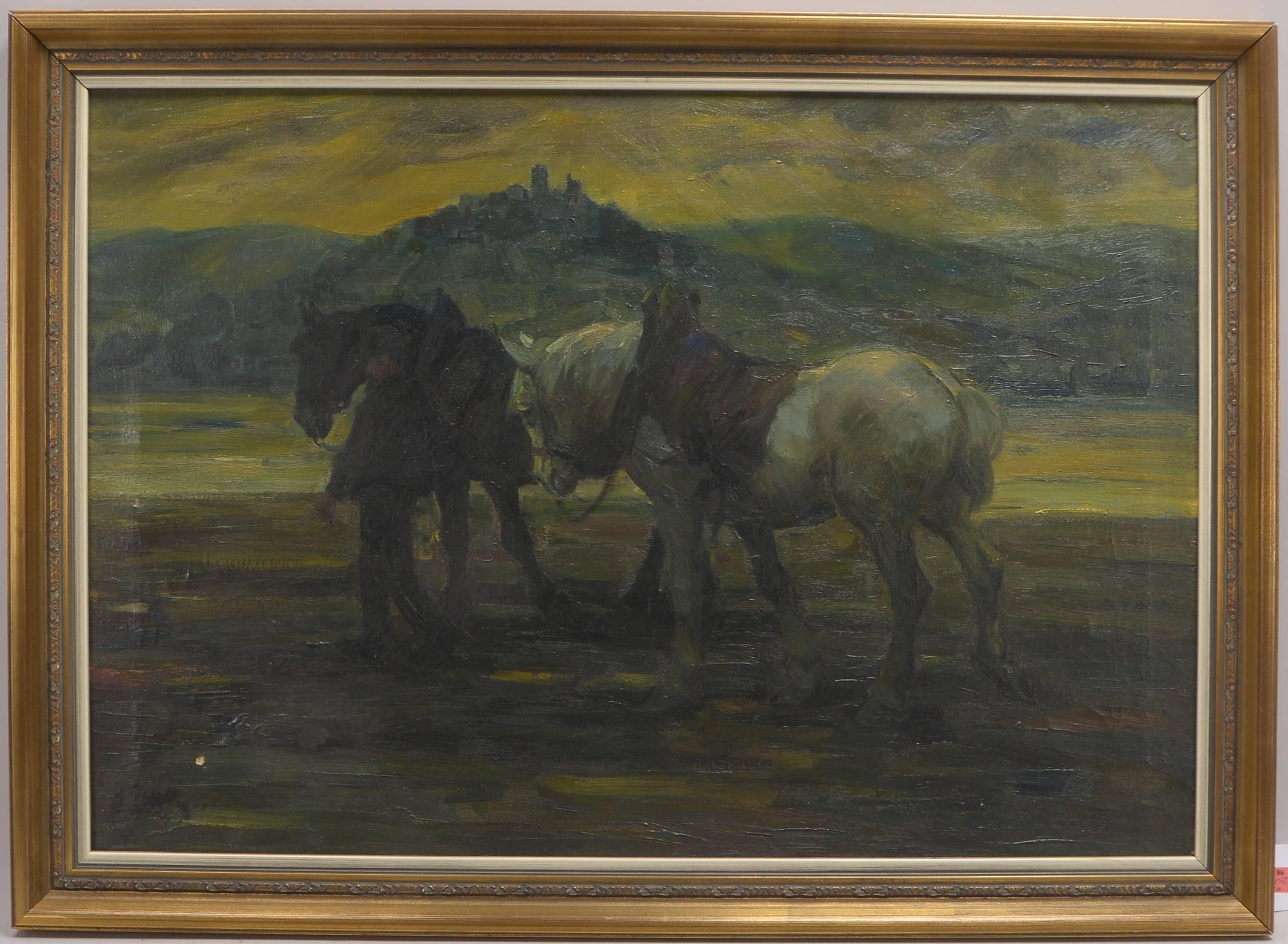 Georg Wolf | Pferde vor Burgruine | MutualArt