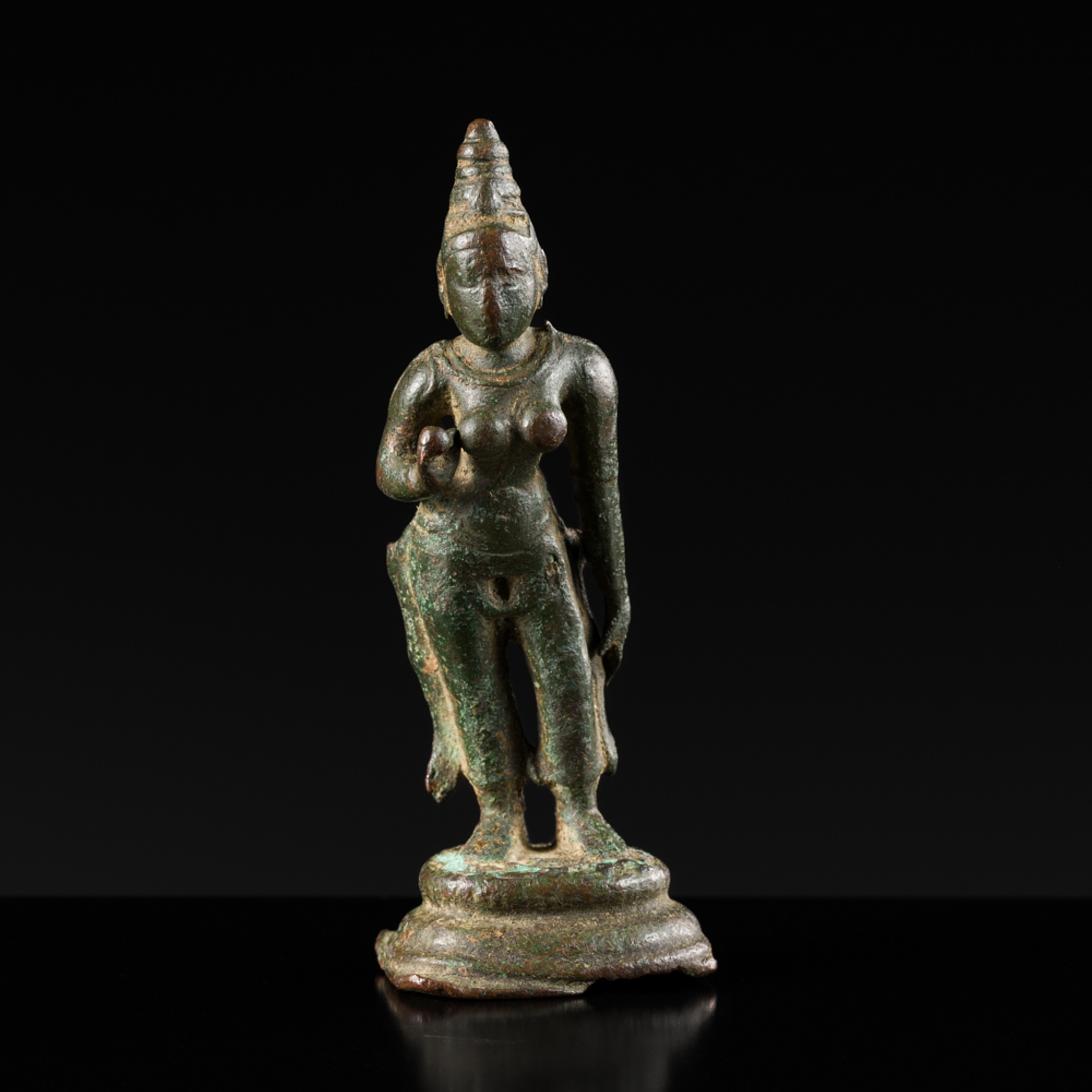 South Indian School, 17th Century | A SMALL BRONZE FIGURE OF PARVATI ...