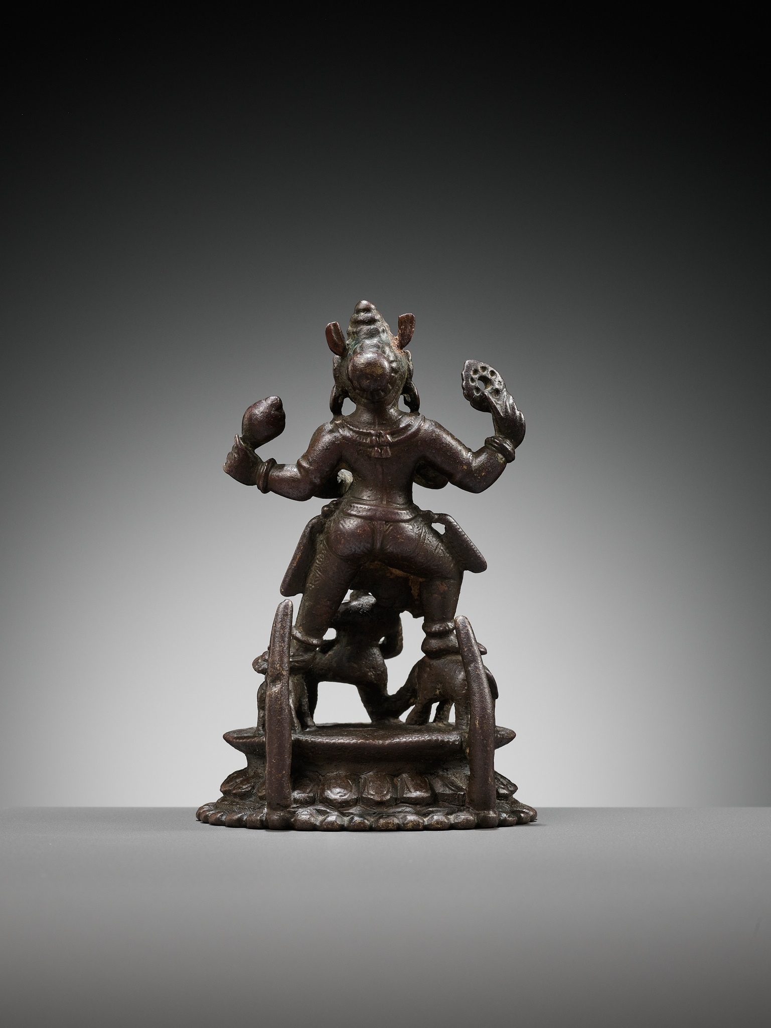 Indian School, 13th Century | A BRONZE FIGURE OF DURGA SLAYING THE ...