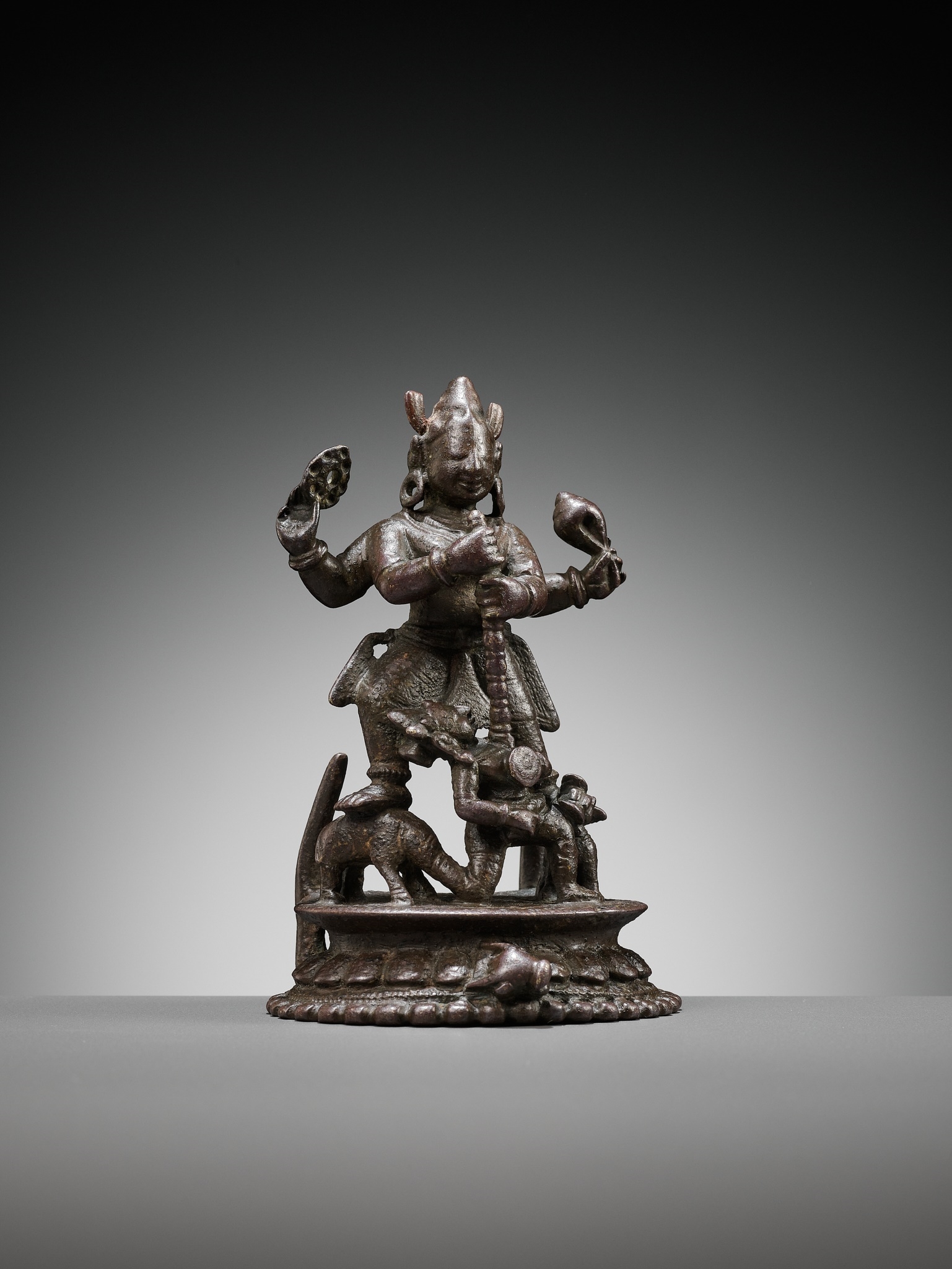 Indian School, 13th Century | A BRONZE FIGURE OF DURGA SLAYING THE ...