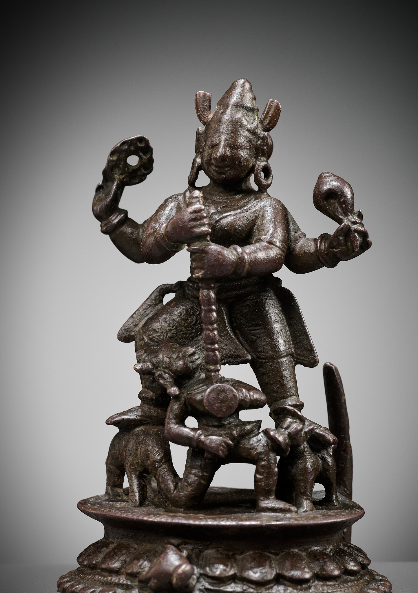 Indian School, 13th Century | A BRONZE FIGURE OF DURGA SLAYING THE ...