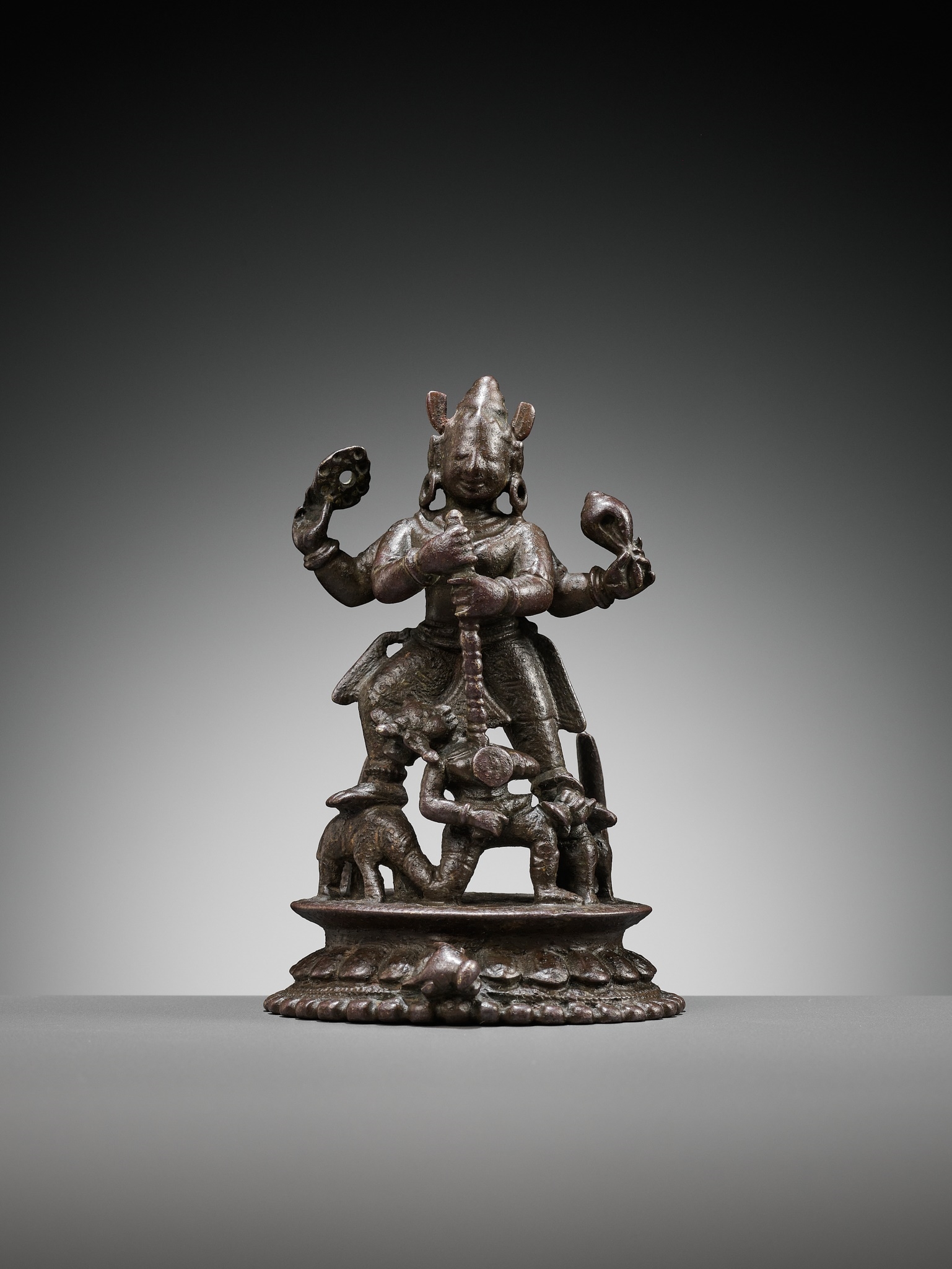 Indian School, 13th Century | A BRONZE FIGURE OF DURGA SLAYING THE ...