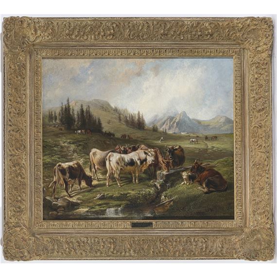 Benno Adam | Cattle in mountain landscape (1849) | MutualArt