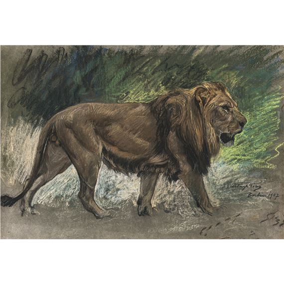 Géza Vastagh | Striding lion (1907) | MutualArt