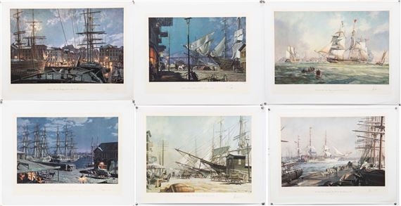 John Stobart | New York The Black Ball Packets Seen Beyond the Fulton ...