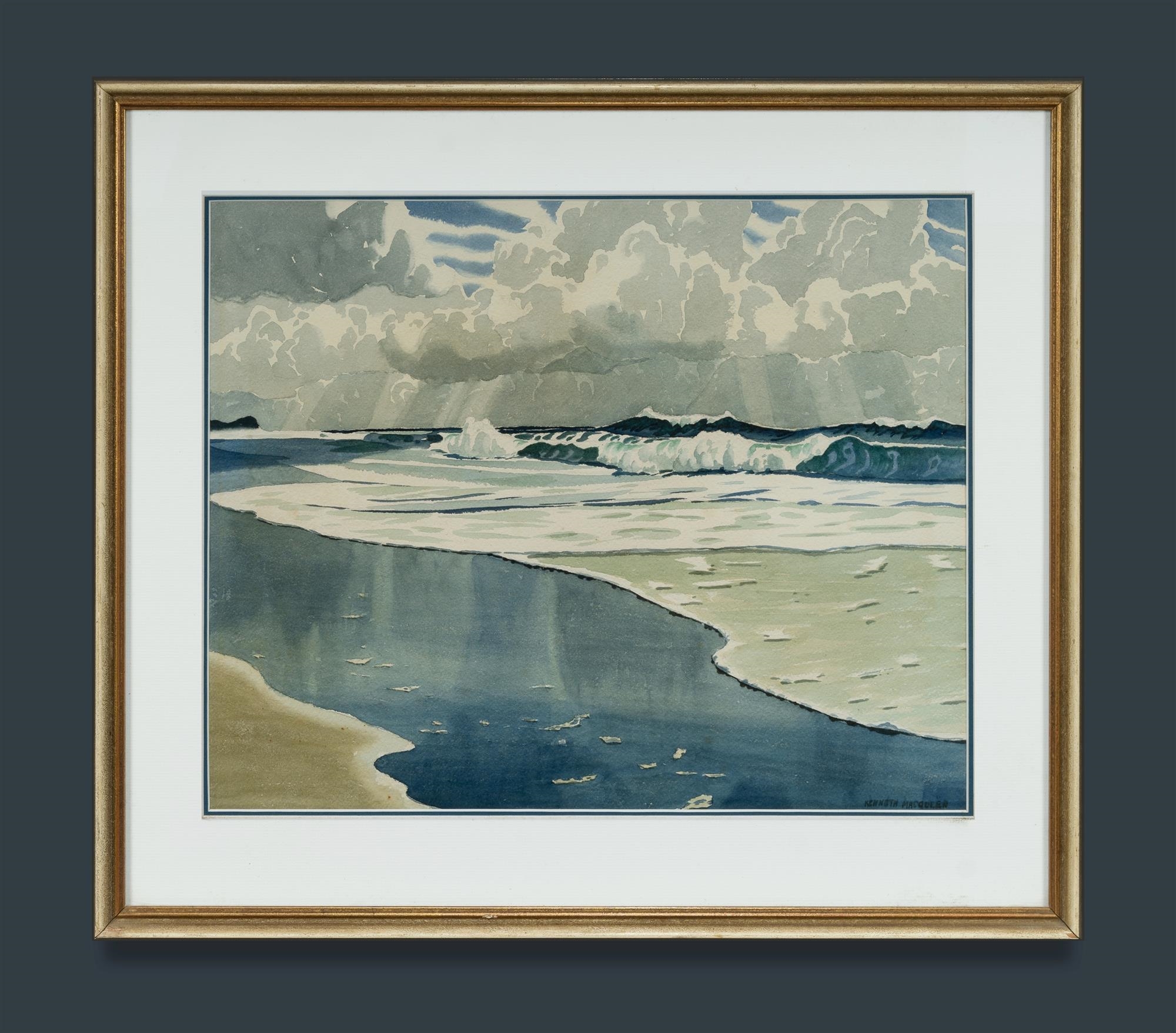 Kenneth MacQueen | Beach Scene with Inlet and Breaking Waves. | MutualArt